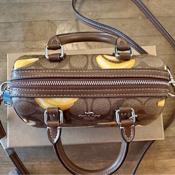 Coach | Bags | Coach Mini Rowan Crossbody Satchel Bag In Signature Canvas With Banana Print ...